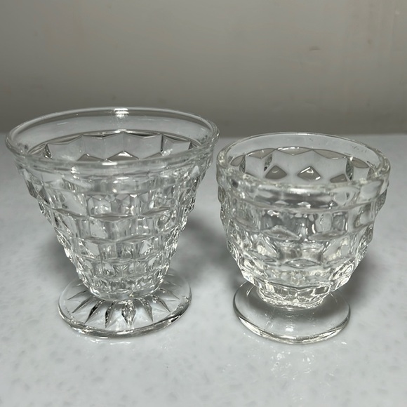 Accents | Vintage Diamond Pattern Clear Glass Small Pedestal Cups ...